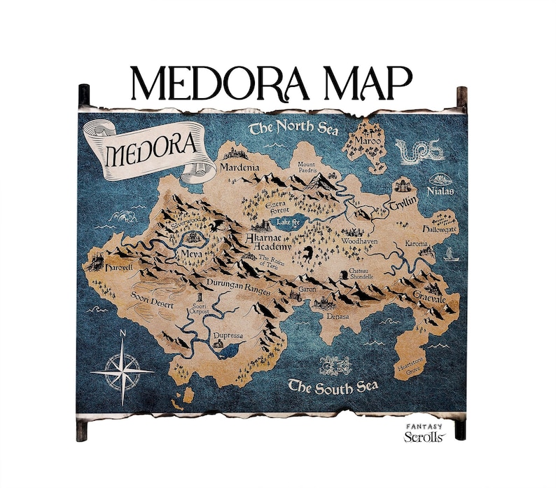 Medora Map on Handmade Scroll the Medoran Chronicles Map - Etsy