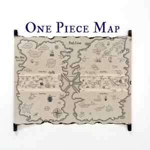 Grand Line Map, One Piece Weltkarte auf handgemachter Schriftrolle ...