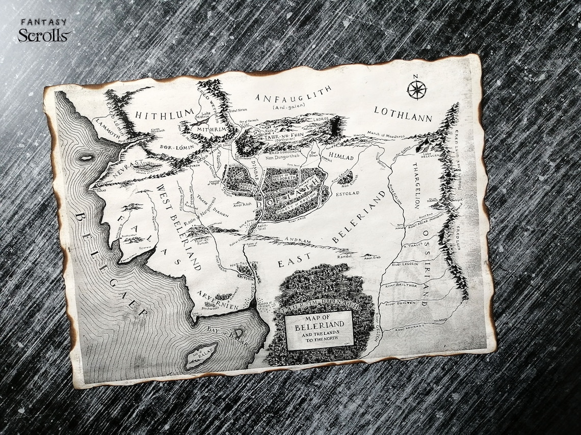 Middle Earth First Age Map Map of Beleriand and the Lands to - Etsy UK