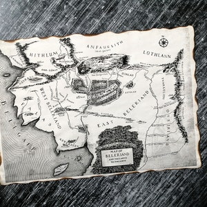 FREE SHIPPING - Map of Beleriand, Fantasy Map, Silmarilion Map, First ...