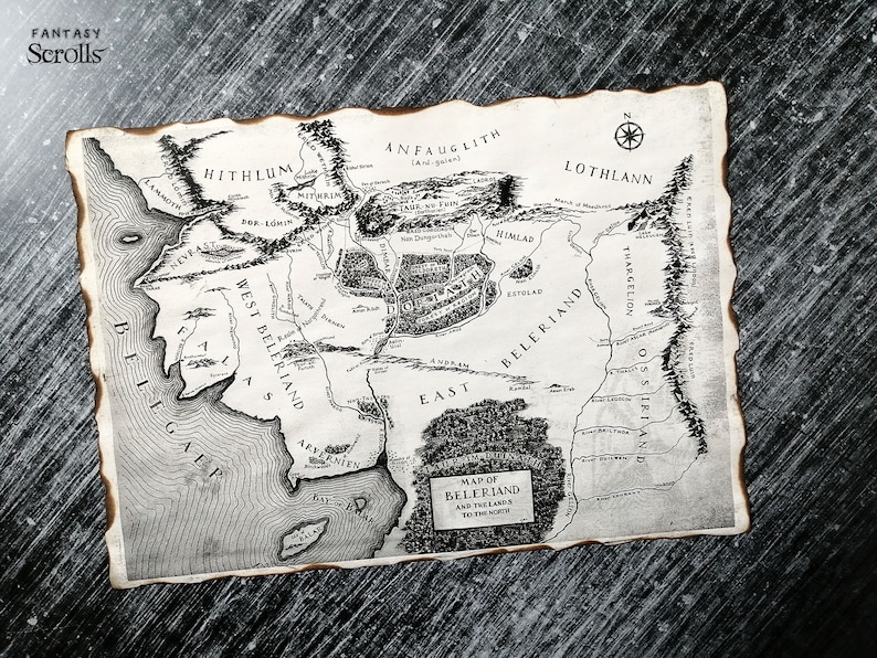 Middle Earth First Age Map Map of Beleriand and the Lands to - Etsy UK