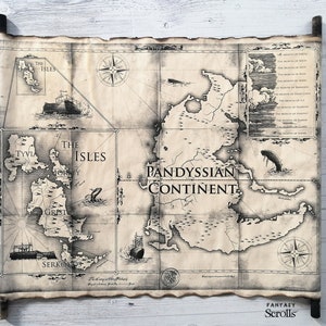 Dishonored World Map on Handmade Scroll, Pandyssian Continent Map ...