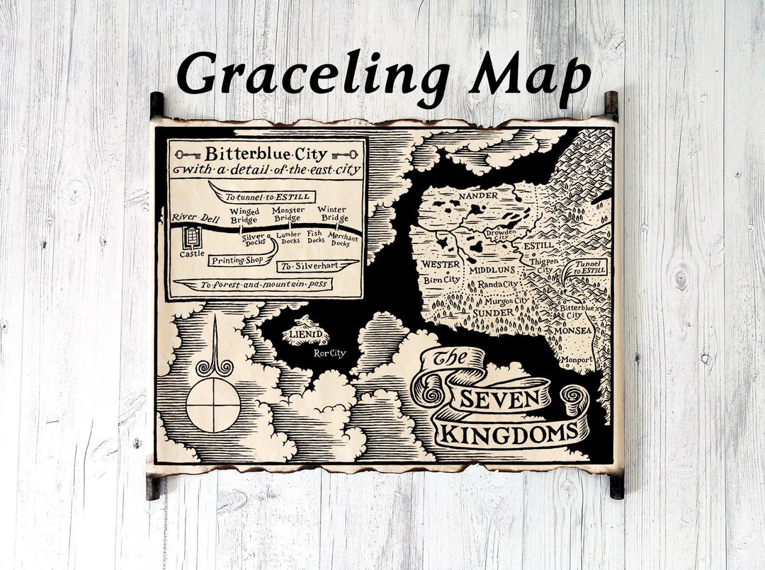 Graceling Map the Seven Kingdoms Map on Handmade Scroll, Bitterblue ...