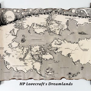 Map of Dreamlands on Handmade Scroll, HP Lovecraft Dream Cycle ...