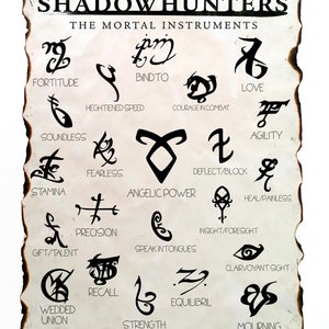 SHADOWHUNTERS Runes on Handmade Scroll Poster, Mortal Instruments Books ...