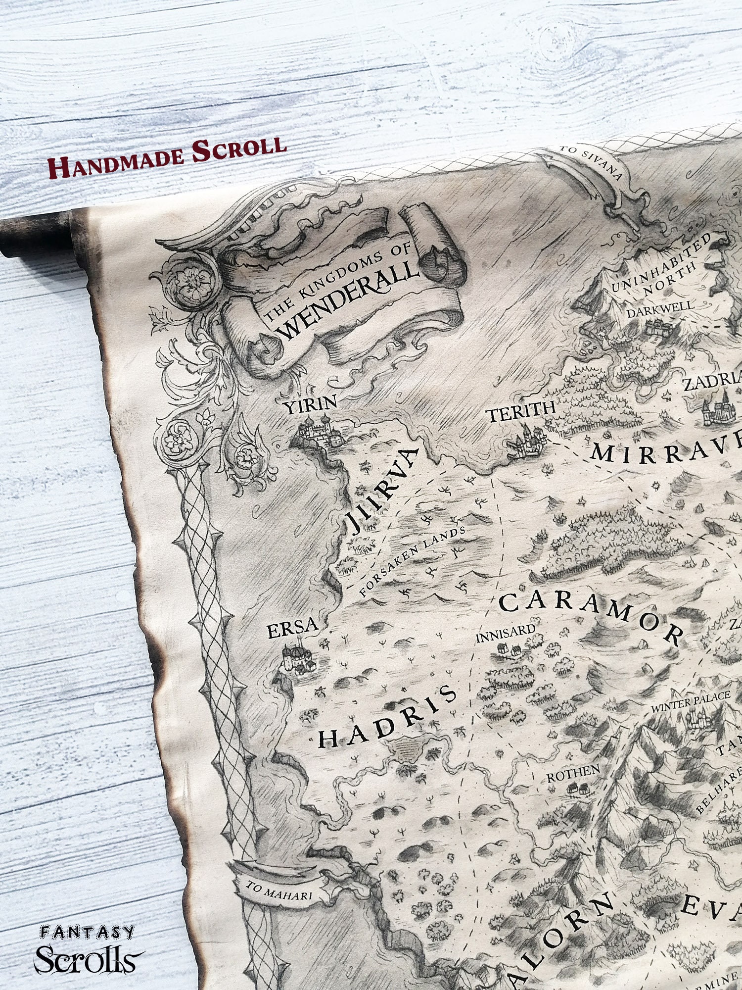 Kingdoms of Wenderall Map on Handmade Scroll, the Prison Healer ...