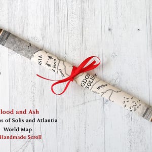 Kingdoms of Solis and Atlantia World Map on Handmade Scroll, Blood and ...