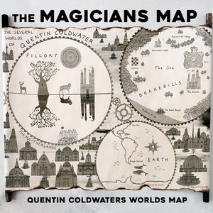 The Magicians Map, Quentin Coldwaters Worlds Map on Handmade Scroll ...