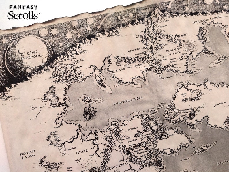 The Dreamlands Map Map of Lovecraft's Dreamworld Map of - Etsy