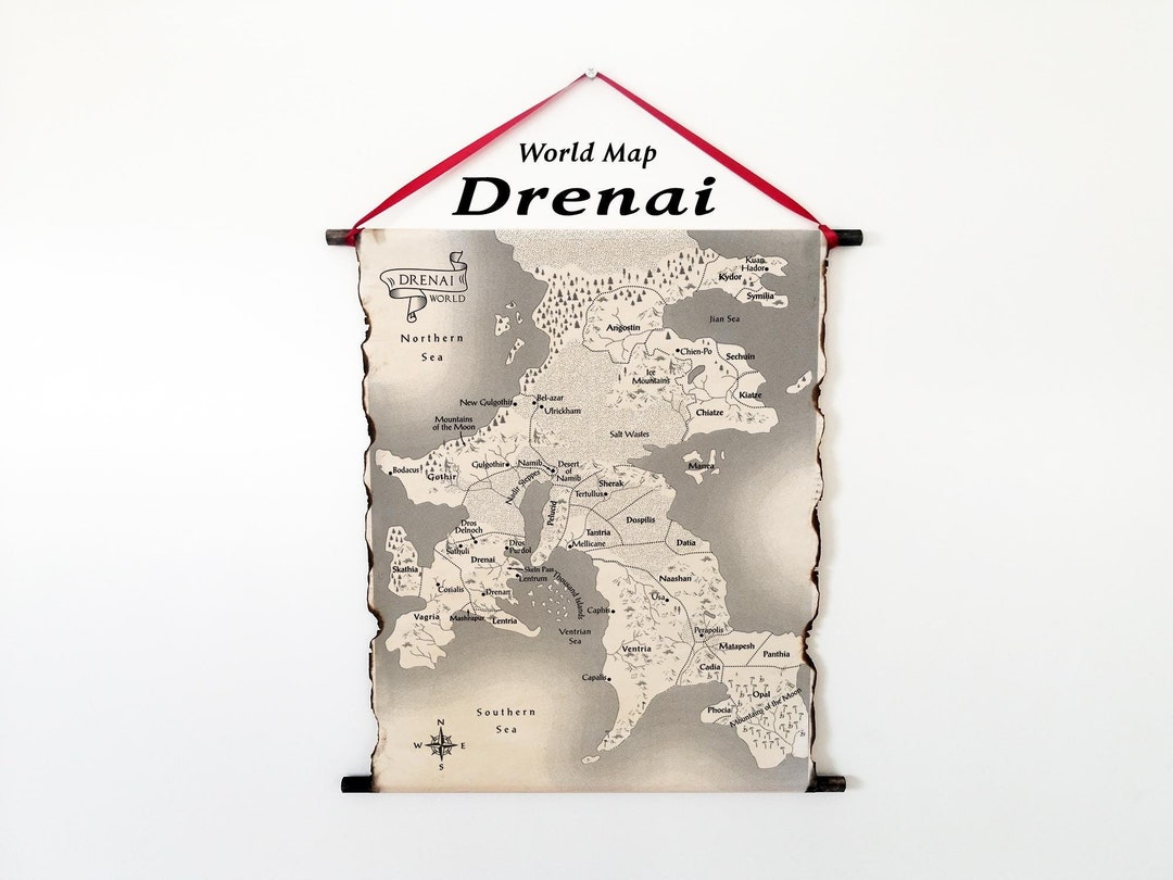 FREE SHIPPING Drenai World Map on Handmade Scroll, Drenai Saga Map ...