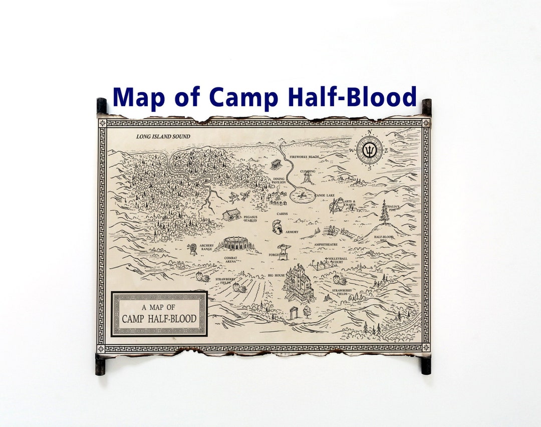 Camp Half-blood Map on Handmade Scroll, Percy Jackson Gift - Etsy