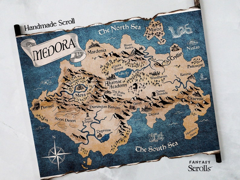 Handmade Medora Map Scroll, the Medoran Chronicles, Fantasy Art - Etsy