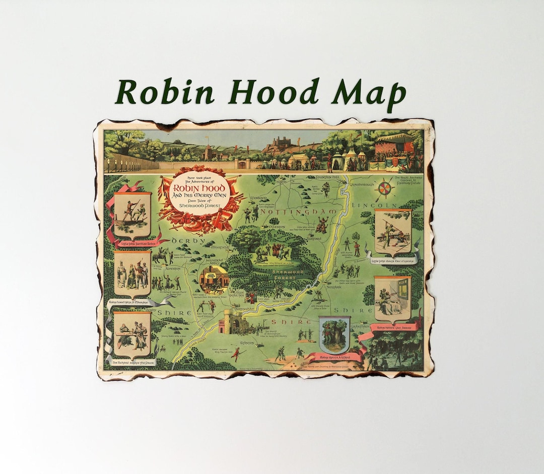 Robin Hood Map, Sherwood Forest Map, Robin Hood Poster, Wall Decor ...