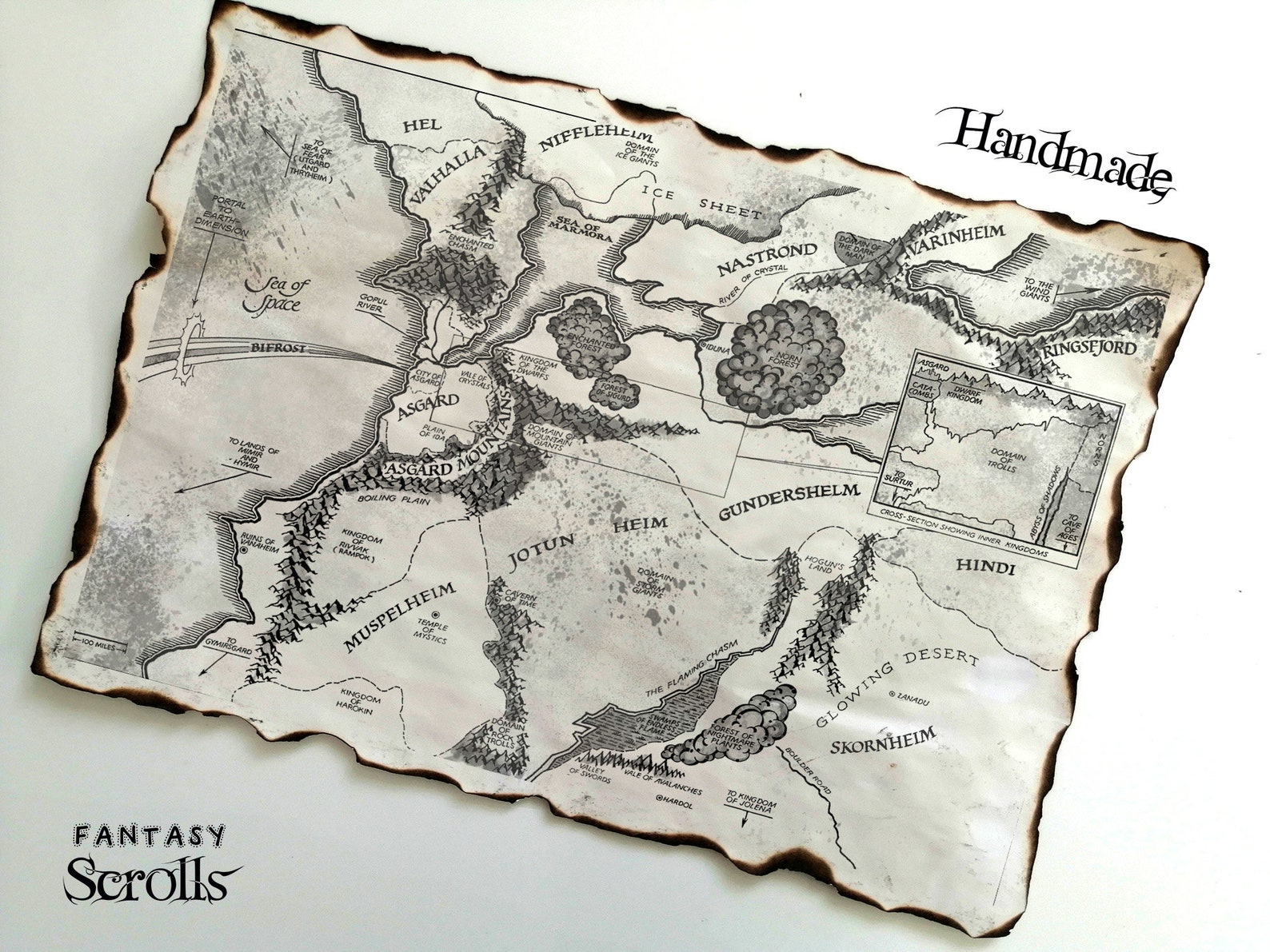 Aged Paper Map of Asgard, Norse Mythology Print - Etsy