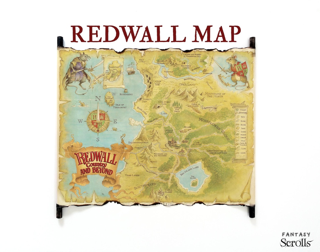 Redwall Country and Beyond Map, REDWALL Color Map on Handmade Scroll ...