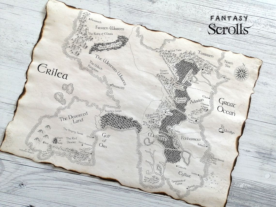 Throne of Glass Map Erilea Map Crown of Midnight Heir of | Etsy
