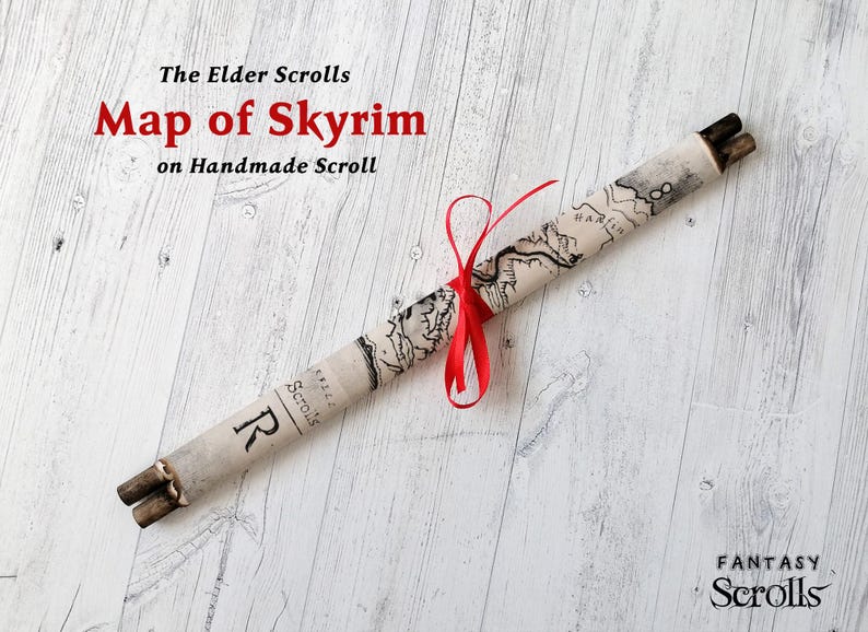 Skyrim Map on Handmade Scroll, the Elder Scrolls V, Burnt Edges - Etsy