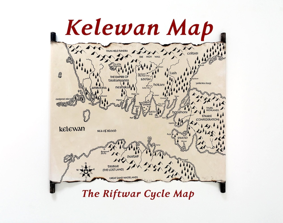 Kelewan Map, the Riftwar Cycle Map on Handmade Scroll, Midkemia Map ...