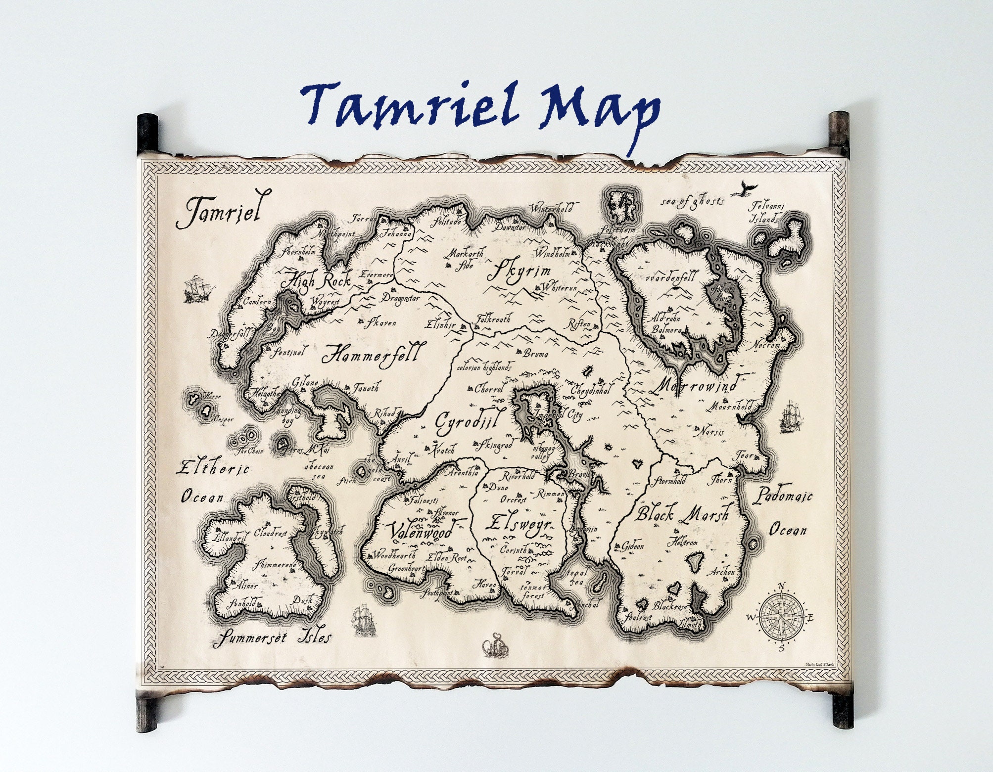 El mapa del Imperio Tamriel mapa de Tamriel en pergamino - Etsy México
