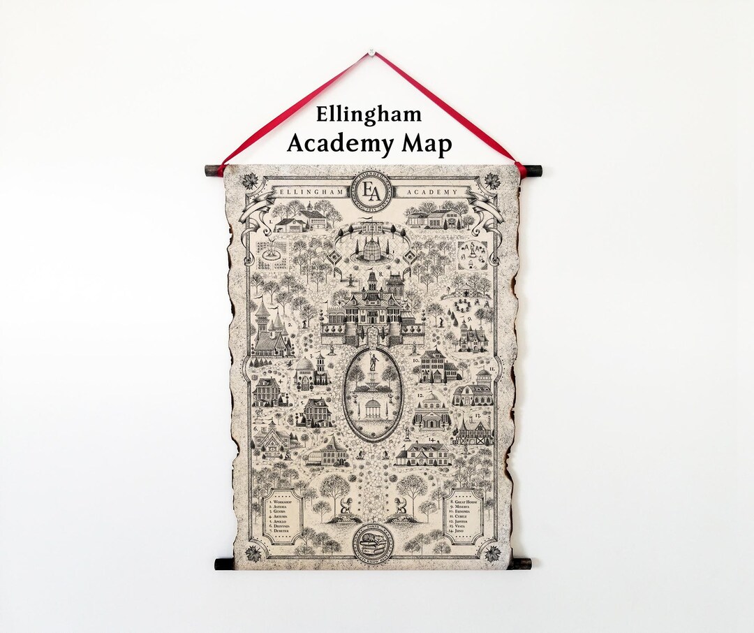 Map of Ellingham Academy on Handmade Scroll, Truly Devious Book Map ...