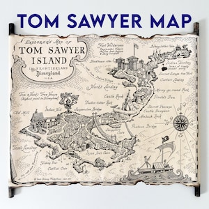 Tom Sawyer Island Map on Handmade Scroll, Pirate's Lair on Tom Sawyer ...