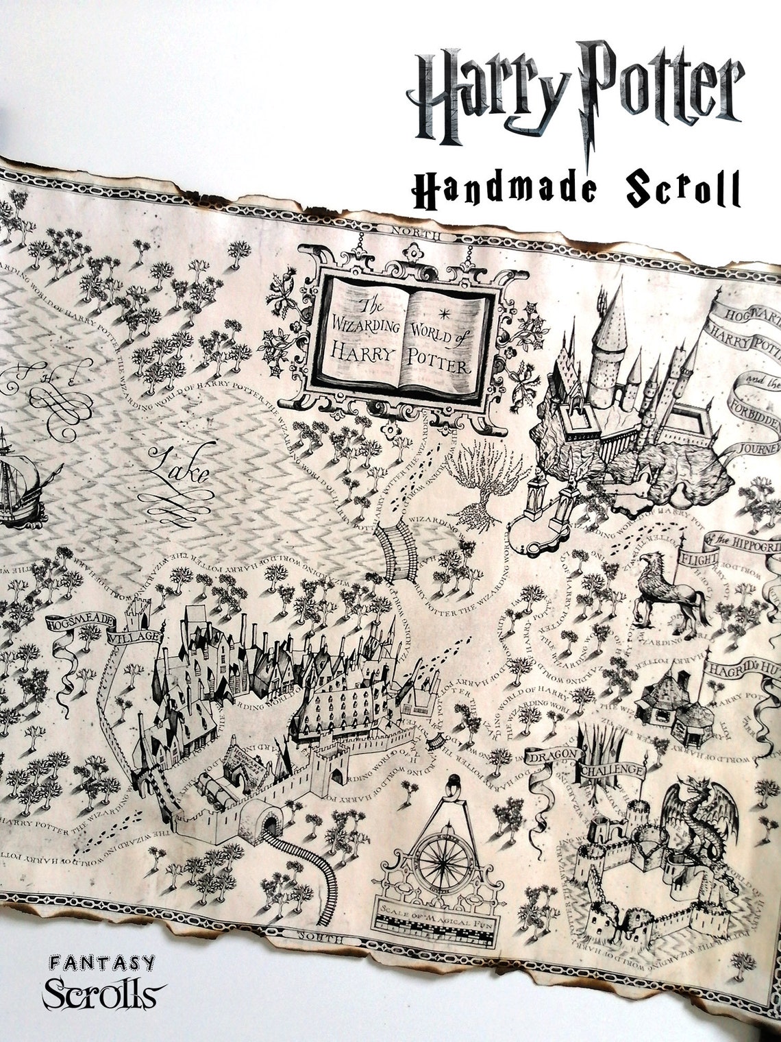 Harry Potter Map Fantasy Wizard Map Hogwarts Gryffindor - Etsy