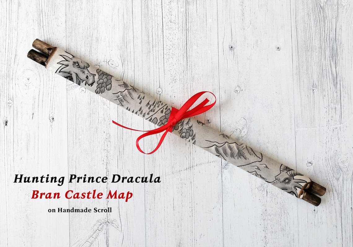 Handmade Dracula Map Scroll – Bran Castle Art Print, Burnt Edges - Etsy