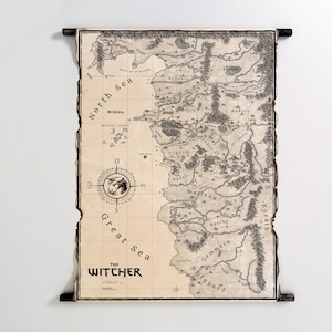 Witcher Map Handmade Scroll Poster, Northern Realms the Witcher Map ...