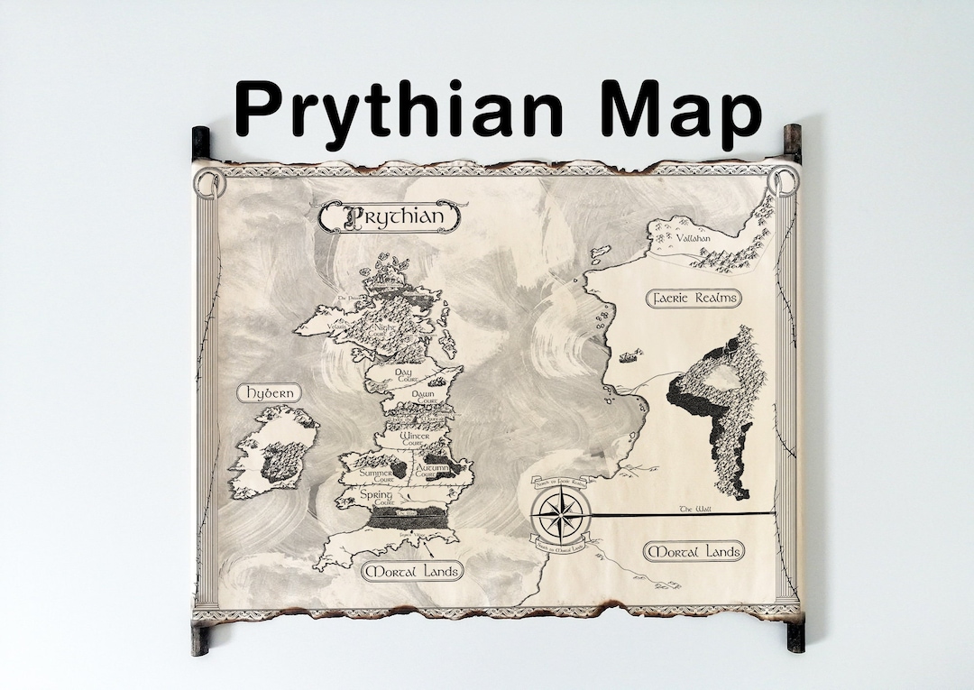 FREE SHIPPING - Acotar Map of Prythian, Handmade Scroll, A Court of ...
