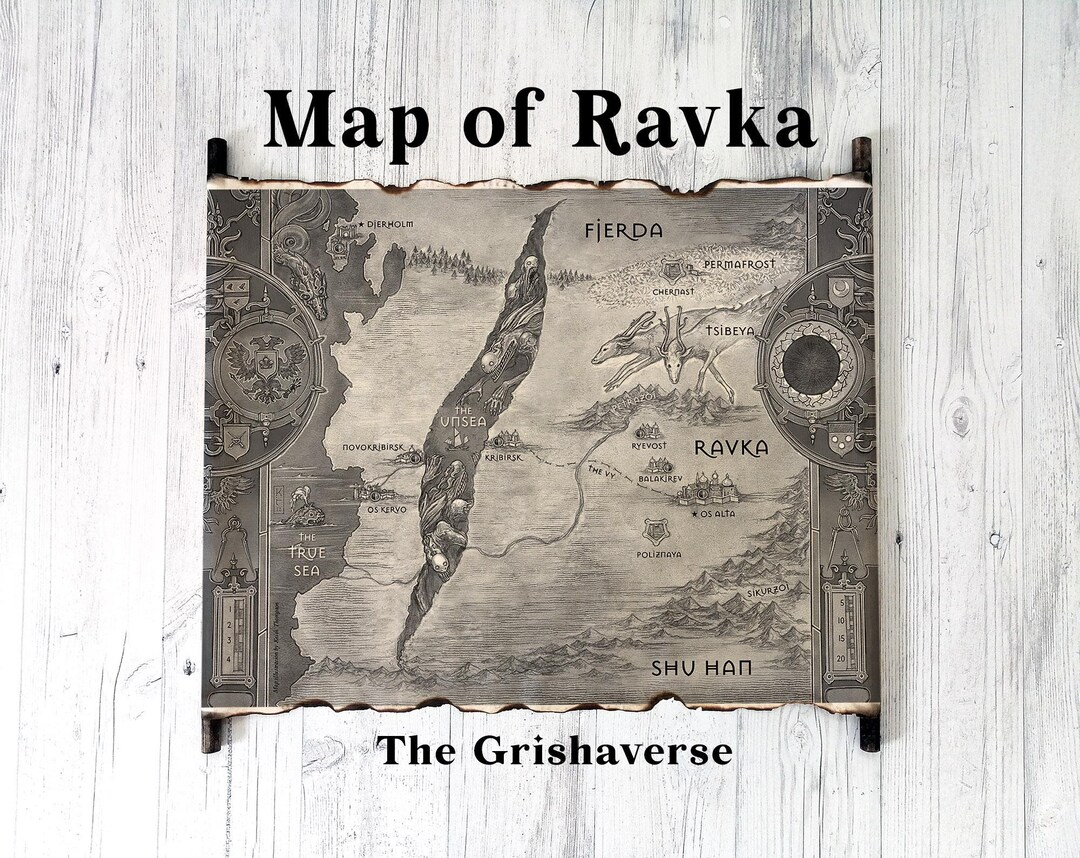 Ravka Map on Handmade Scroll, the Grisha Trilogy Map, Grishaverse Map ...