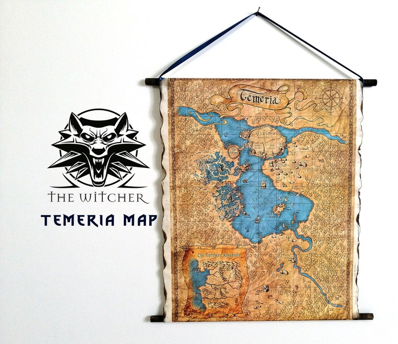 The Witcher Temeria Color Map Scroll, the Northern Kingdoms Map ...