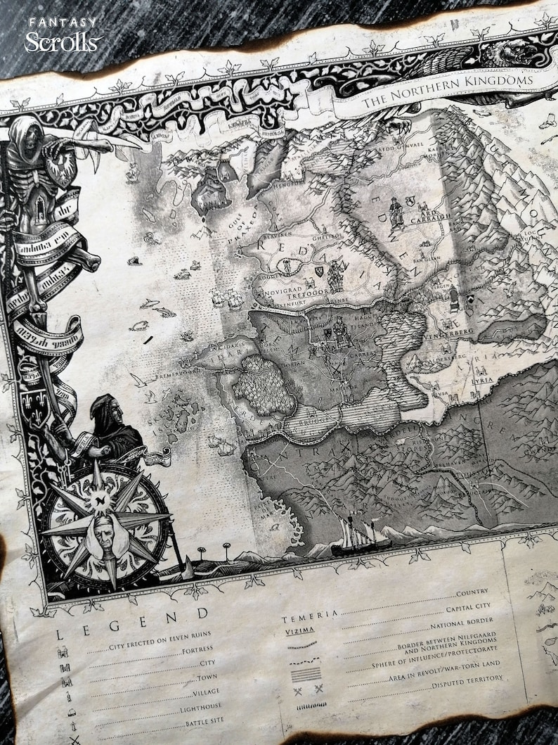 WITCHER the NORTHERN KINGDOMS Map the Northern Kingdoms - Etsy