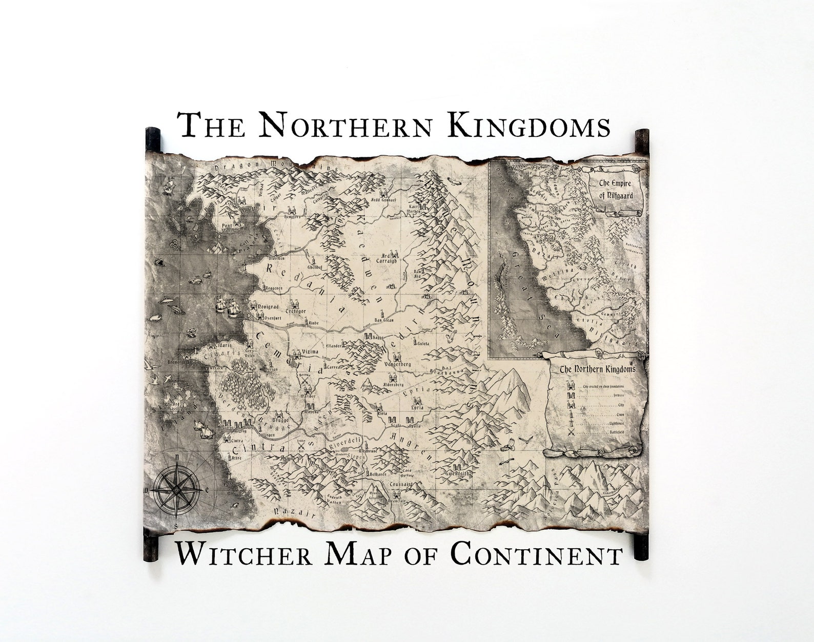 Handmade Witcher World Map Scroll, Fantasy Art Print - Etsy