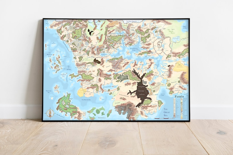 Faerûn Map Poster – Forgotten Realms, Dungeons and Dragons Art - Etsy