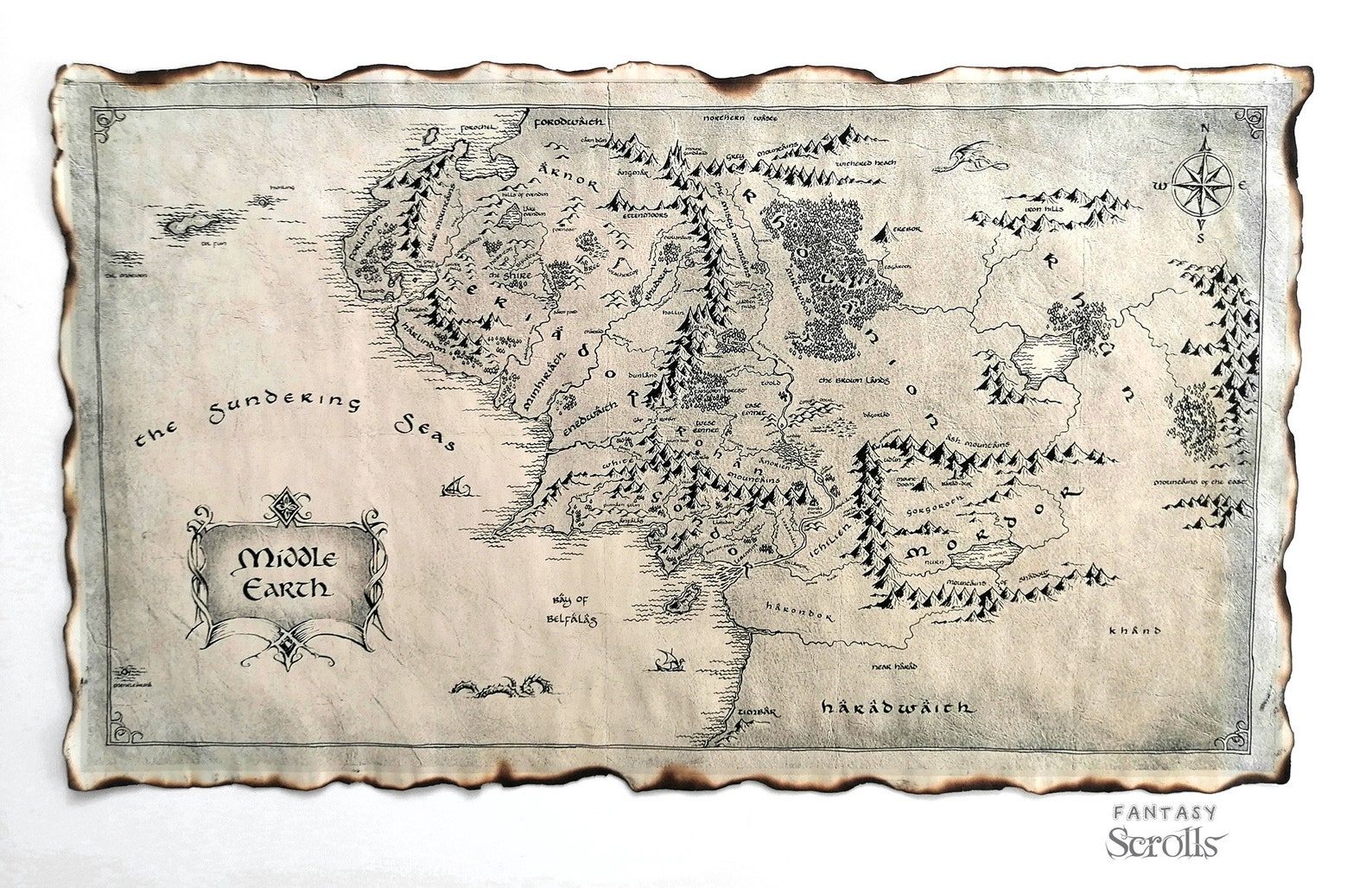 Middle Earth Map, the Lord of the Rings Map, the Hobbit Map, Handmade ...