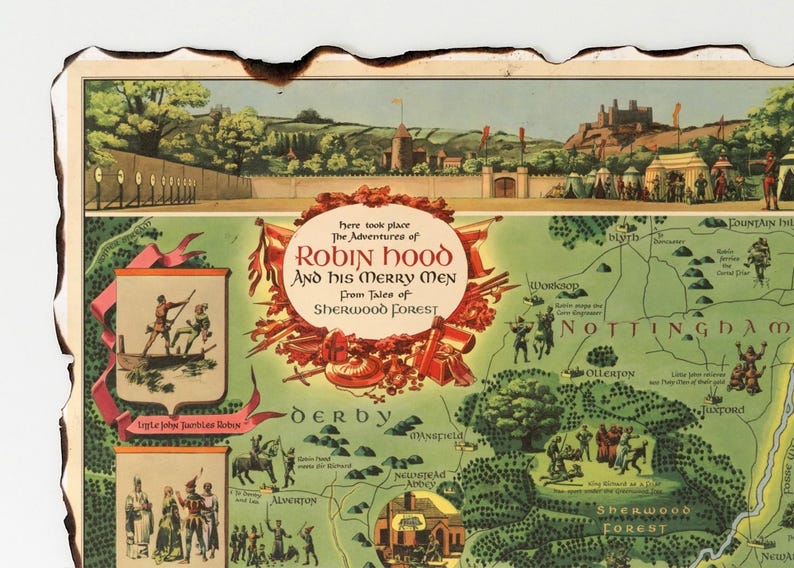 Robin Hood Map of Sherwood Forest, Prince of Thieves Art - Etsy