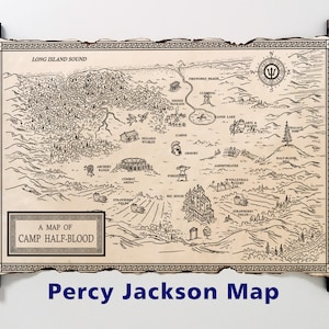 Camp Half-blood Map on Handmade Scroll, Percy Jackson Gift - Etsy