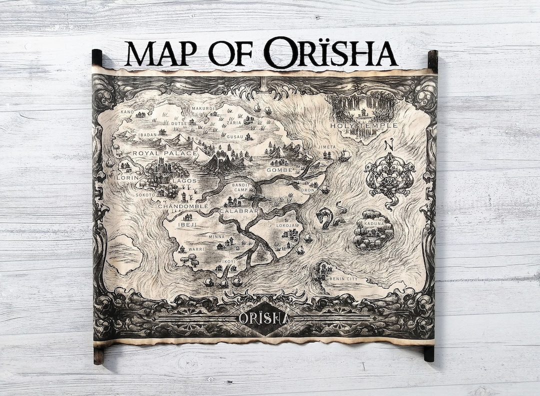 Children of Blood & Bone, Map of Orïsha on Handmade Scroll, Legacy of ...