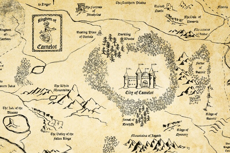 Camelot Map Poster – King Arthur's Kingdom Art Print - Etsy