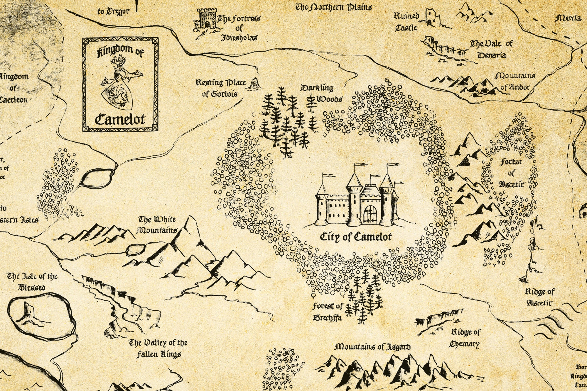 Camelot Map Poster – King Arthur's Kingdom Art Print - Etsy