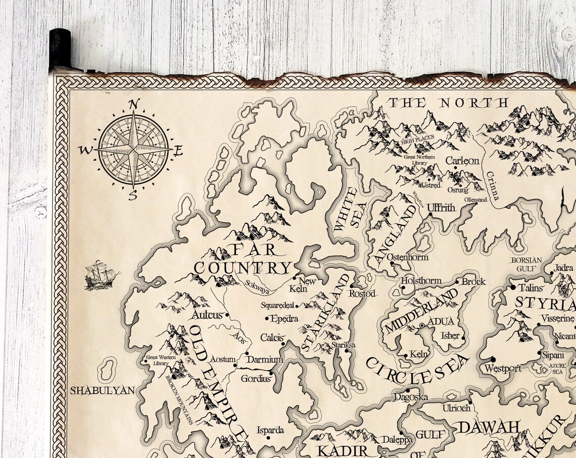 Circle of the World Map on Handmade Scroll - First Law Book Lover Gift ...
