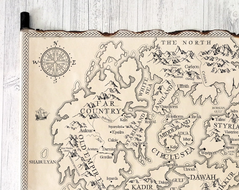 Circle of the World Map on Handmade Scroll - First Law Book Lover Gift ...