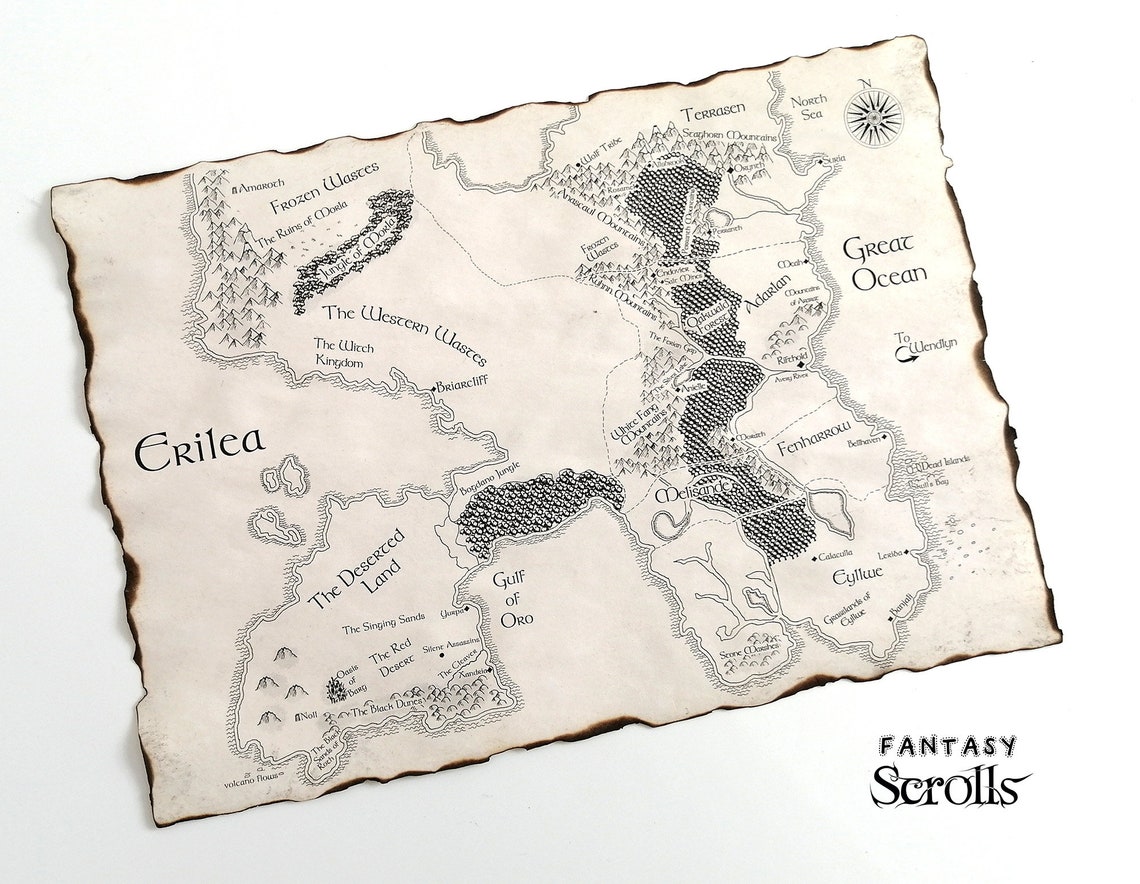 Throne of Glass Map Erilea Map Crown of Midnight Heir of | Etsy