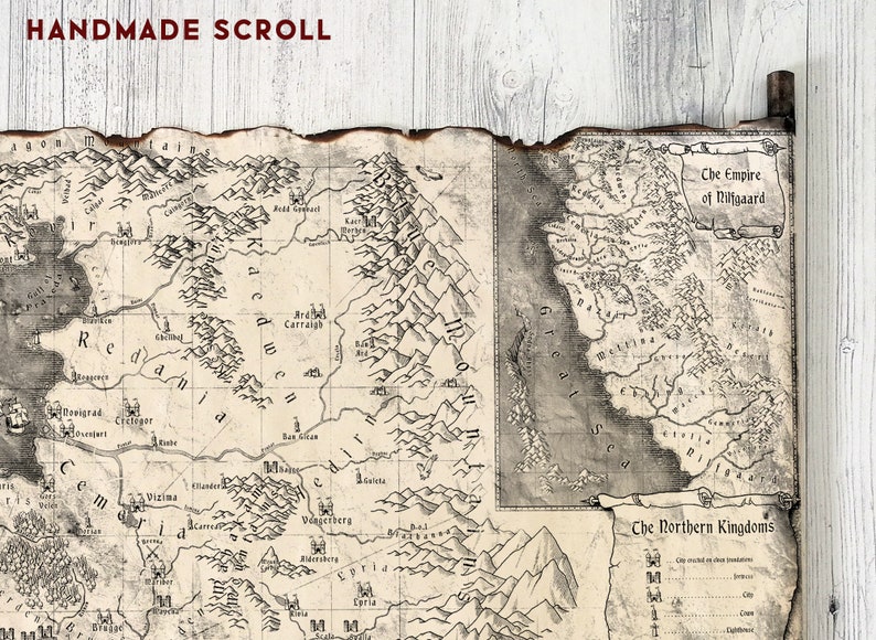 Handmade Witcher World Map Scroll, Fantasy Art Print - Etsy