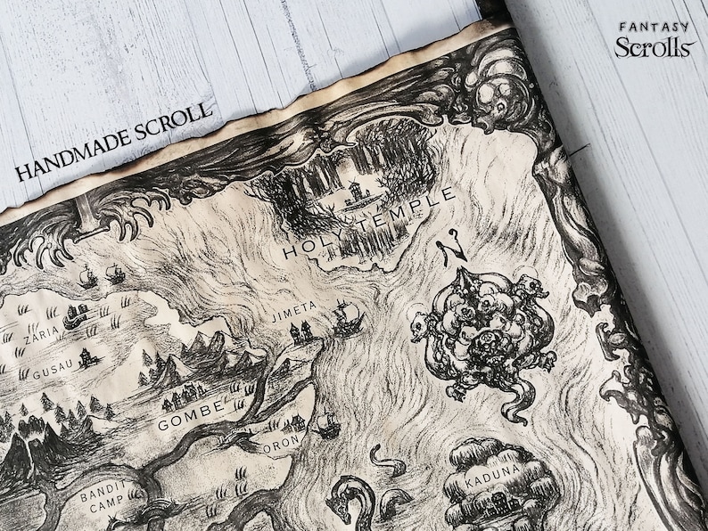 Children of Blood & Bone, Map of Orïsha on Handmade Scroll, Legacy of ...