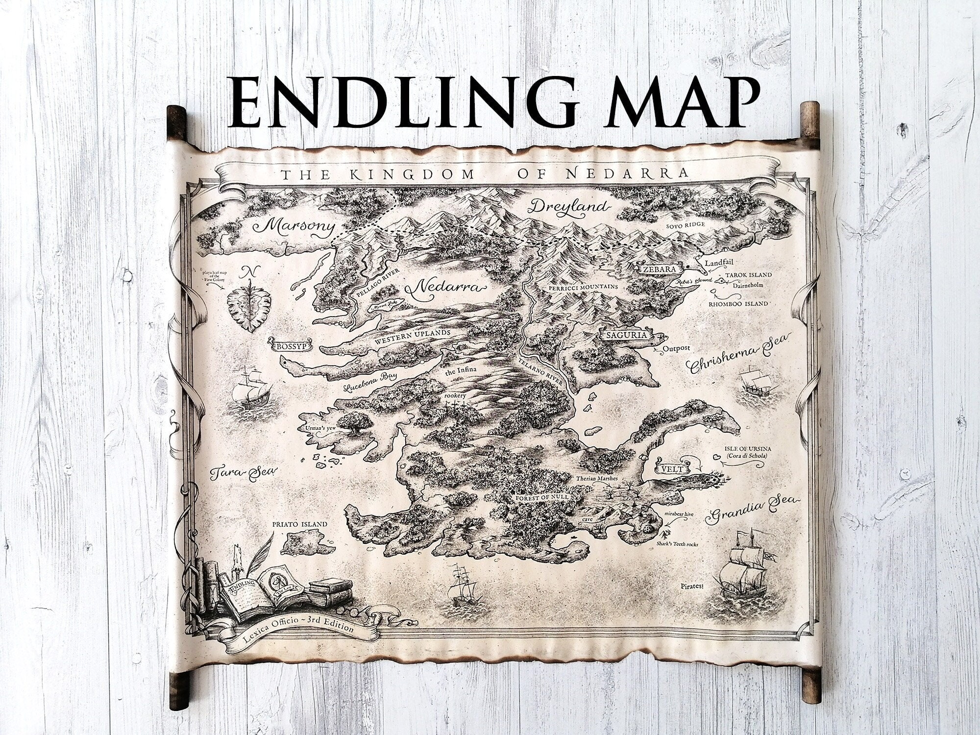 Endling Series Map, Handmade Nedarra Kingdom Scroll - Etsy