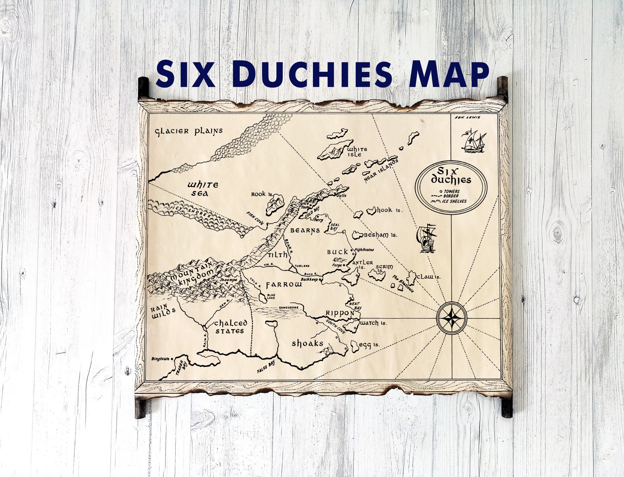 Six Duchies Map Handmade Scroll, Fantasy Bookshelf Decor, the Realm of ...