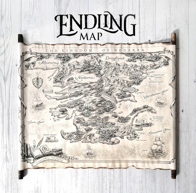 Endling Series Map, Handmade Nedarra Kingdom Scroll - Etsy
