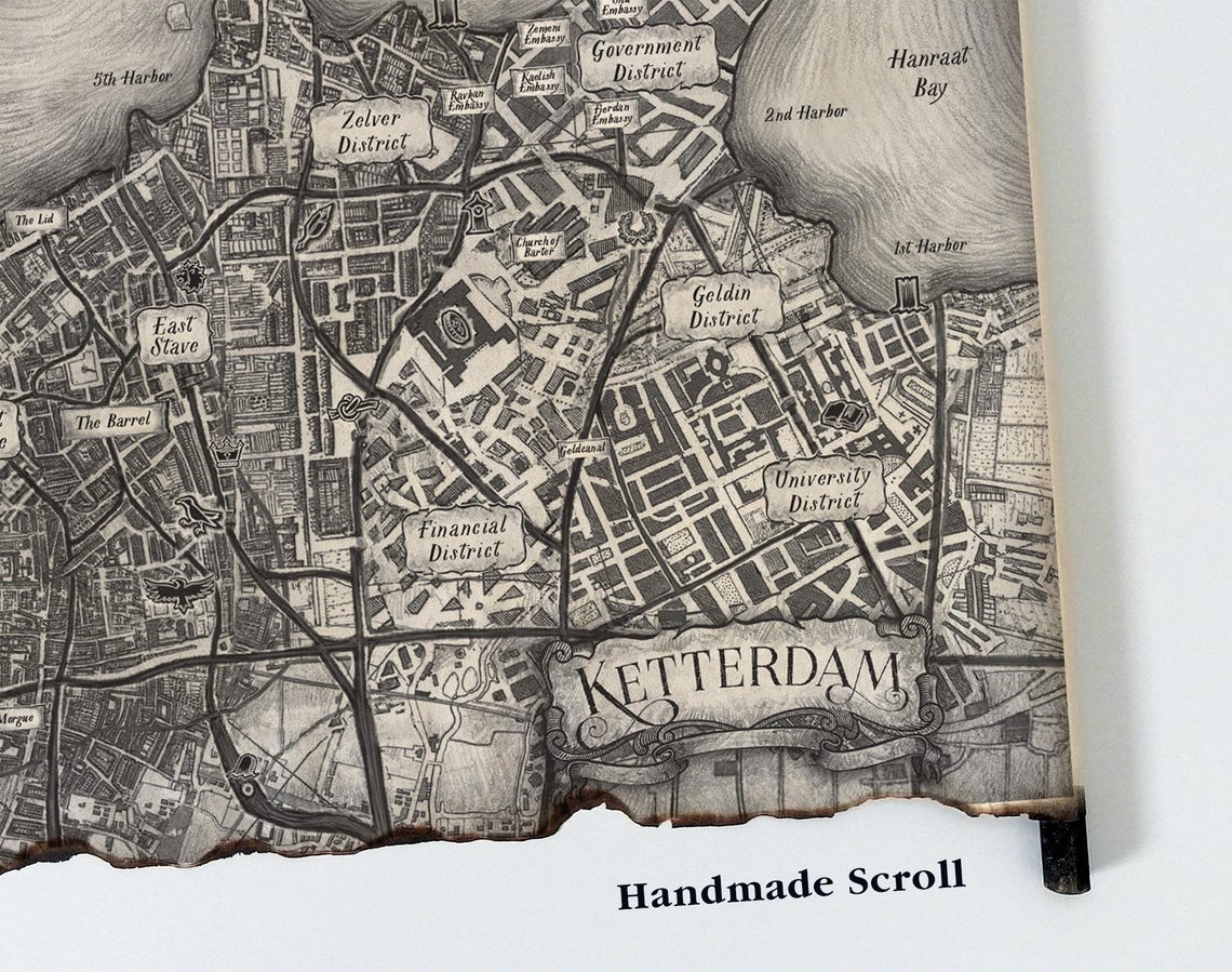Ketterdam Map, Six of Crows, Handmade Grishaverse Scroll - Etsy Canada