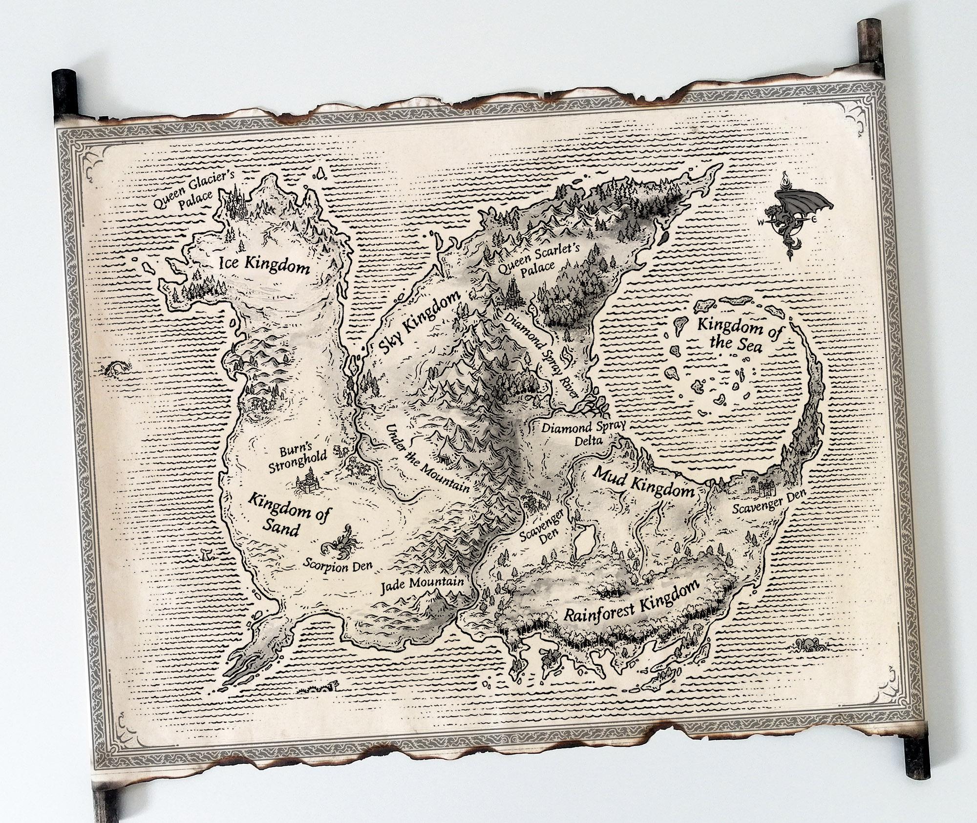 Map of Pyrrhia on Handmade Scroll, Inspired by Wings of Fire Book ...